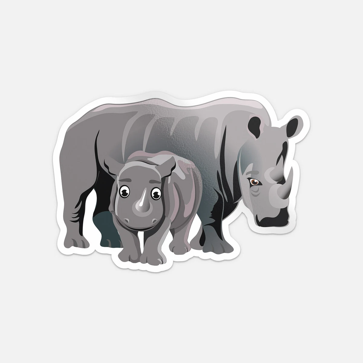 Kira Cute Rhino Animal Family Car Bumper Vinyl Sticker Decal Waterproof ...