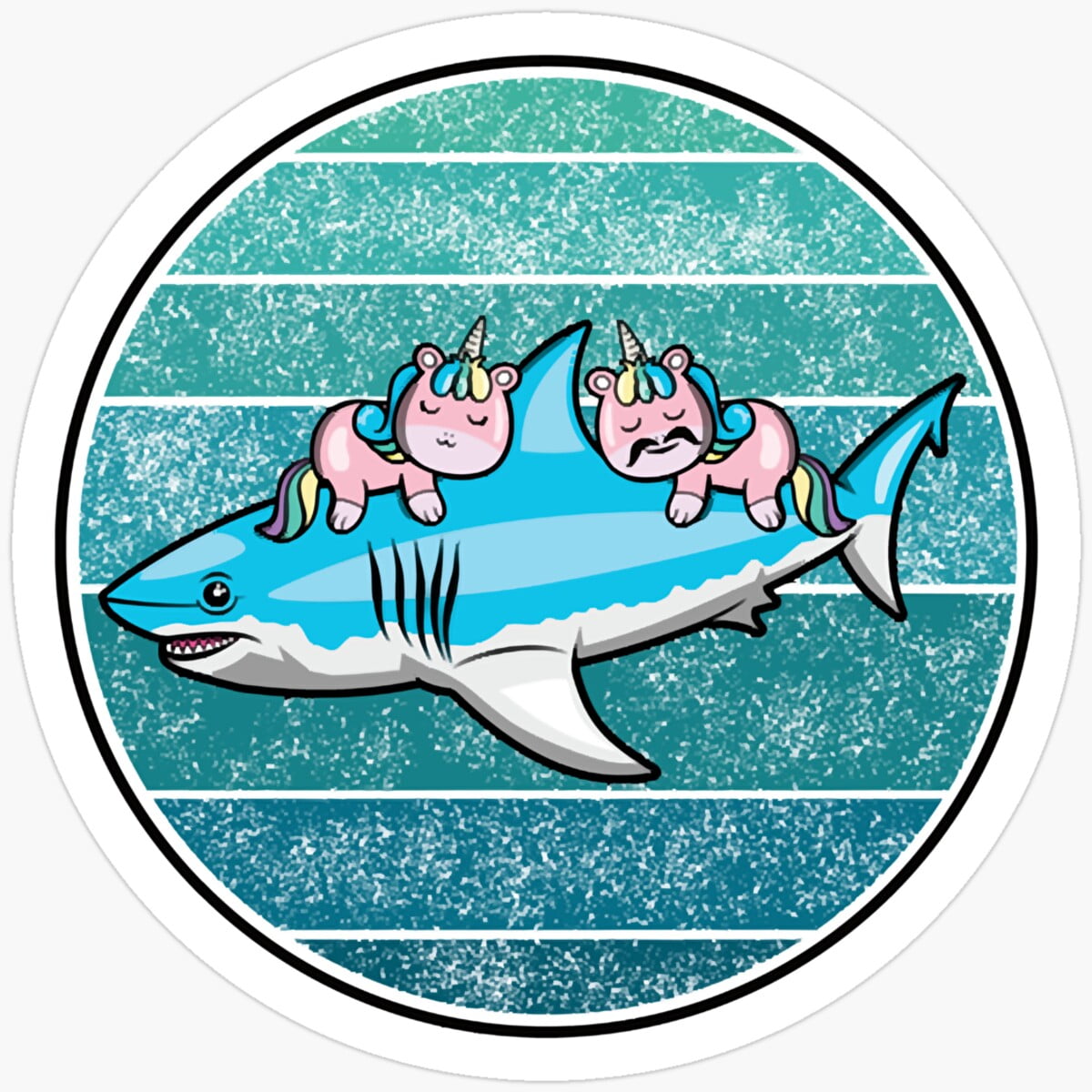 Kira Cute Unicorn Riding Shark - Funny unicorns sleeping on shark ...