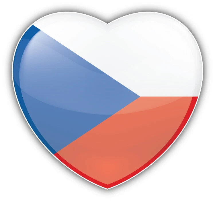 Kira Czech Republic Glossy Heart Flag Car Bumper Sticker Decal ...
