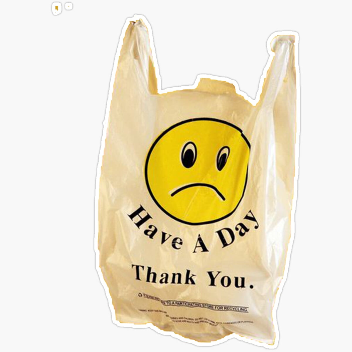 Kira Have a Day Plastic Bag with Yellow Sad Face Sticker Decorative ...