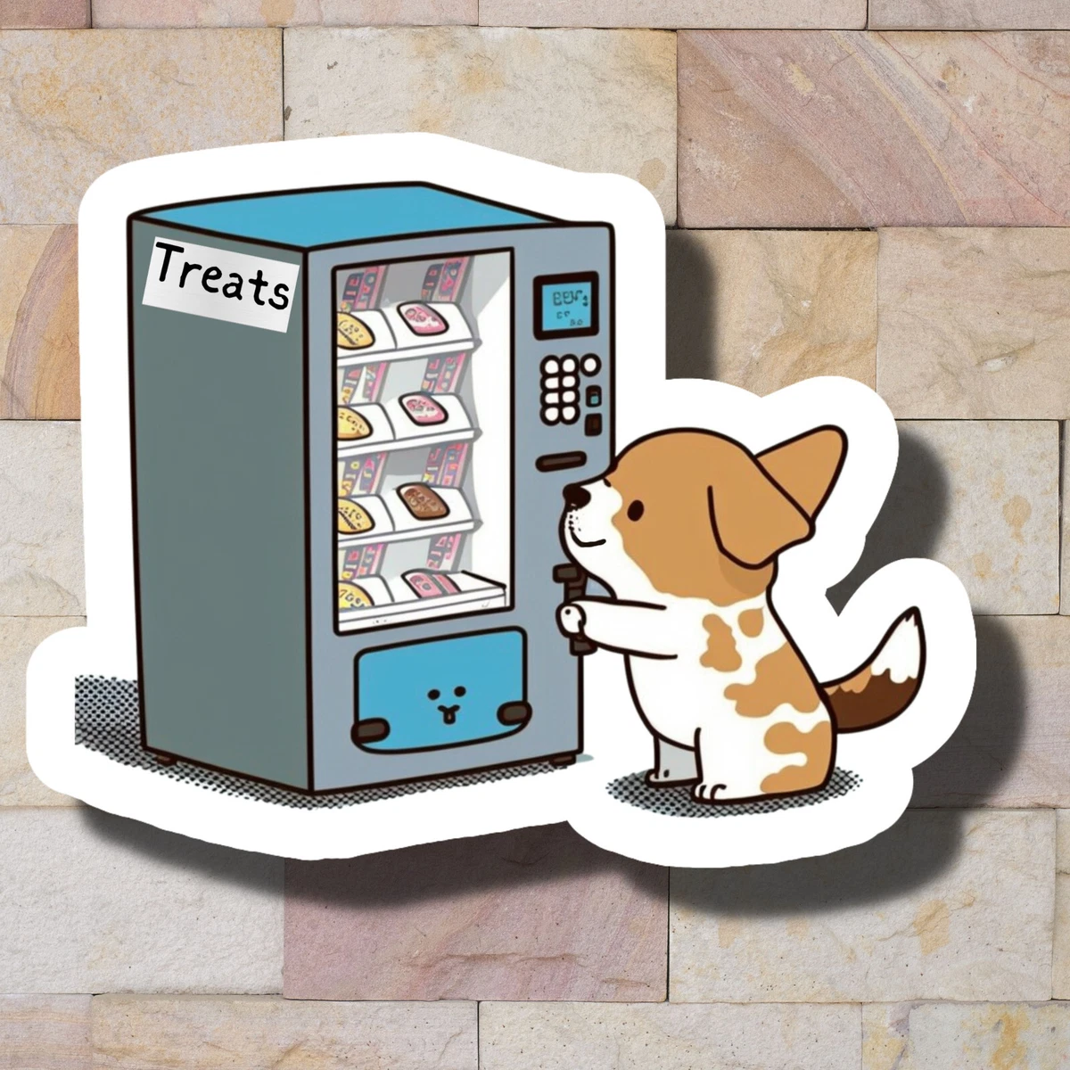 Kira Dog Treat Vending Machine Funny Cute Vinyl Laminated Sticker ...