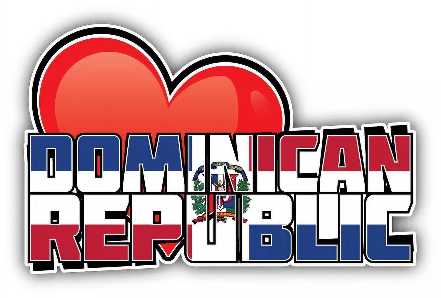 Kira Dominican Republic Art Heart Flag Travel Slogan Car Bumper Sticker ...