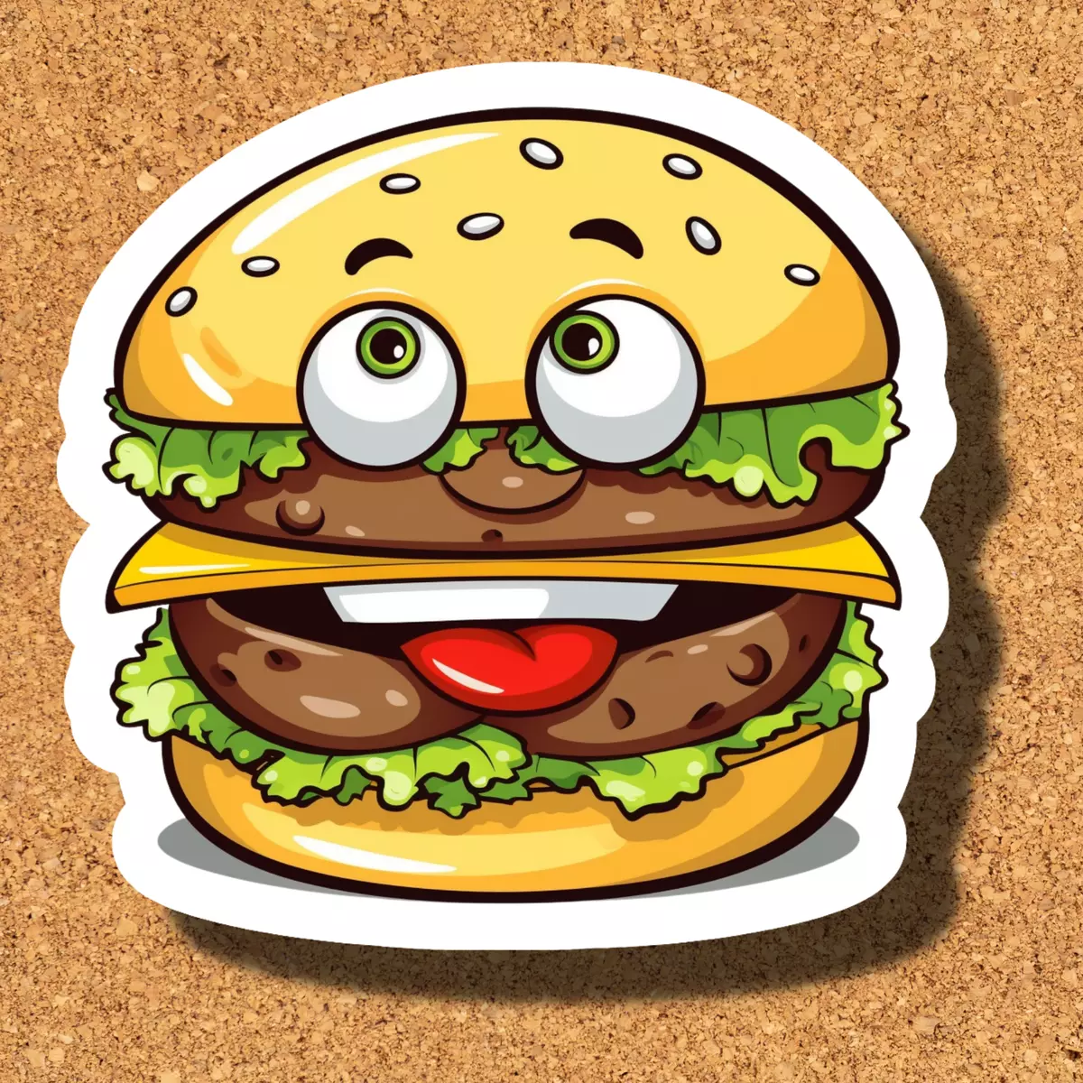 Kira Double Cheeseburger Barbecue Cute Food Burger Vinyl Sticker ...