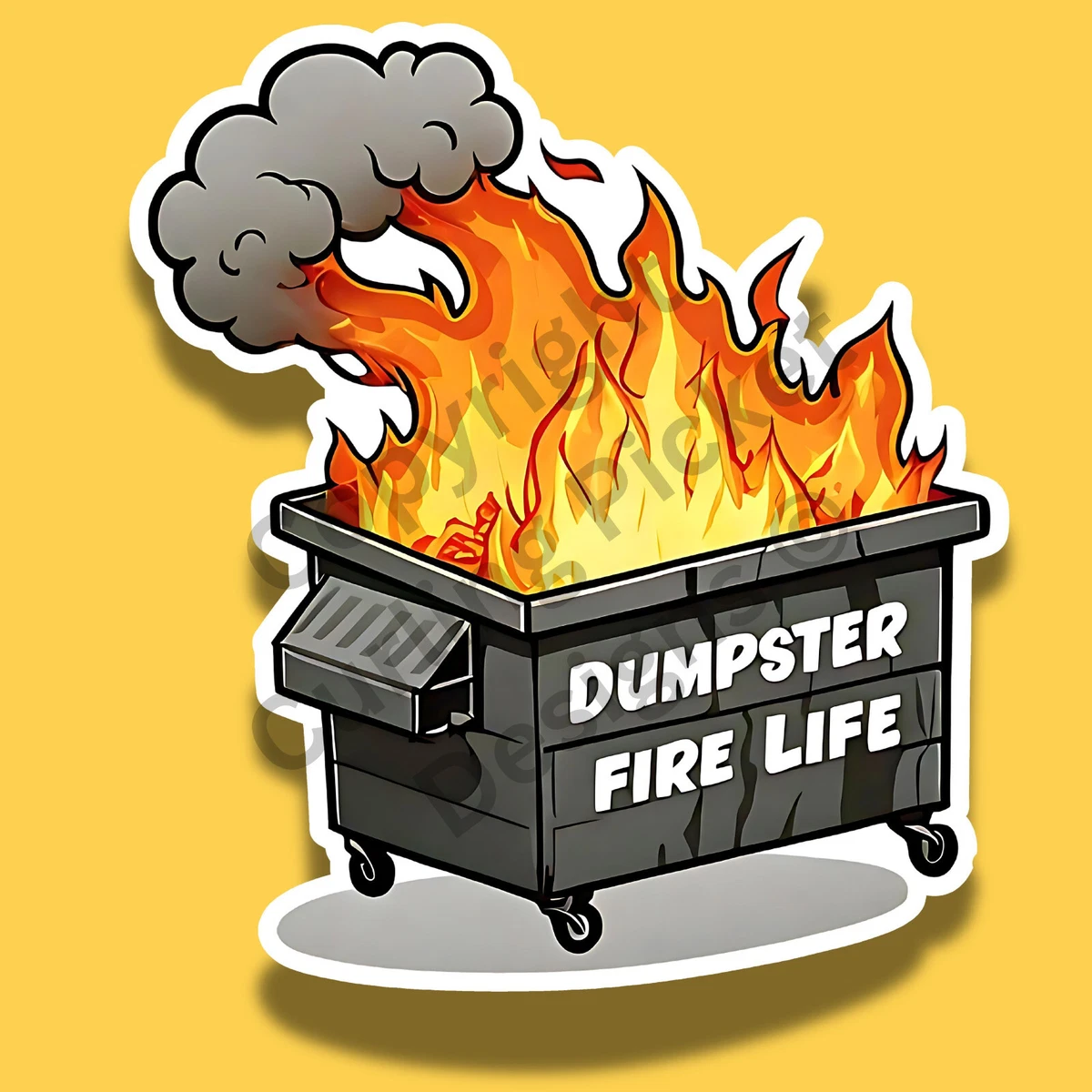 Kira Dumpster Fire Life Funny Vinyl Laminated Sticker Waterproof ...