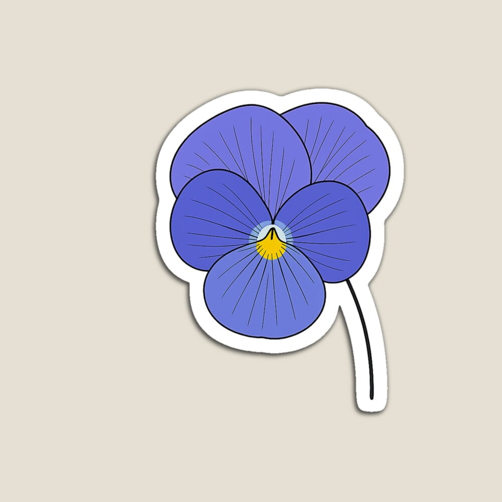 Kira - Elegant Blue Pansy Flower Minimalist Botanical Sticker - 5296 ...