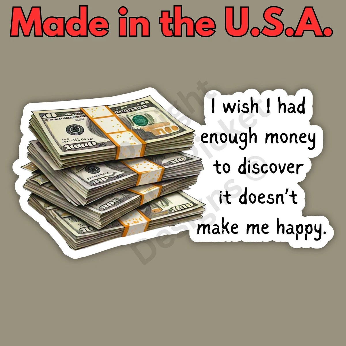Kira Enough Money To Make Me Happy Funny Dad Joke Vinyl Sticker ...
