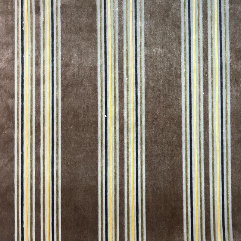 Kira Fabric | Striped Multicolor Velvet | Upholstery Fabric Color Mocha ...