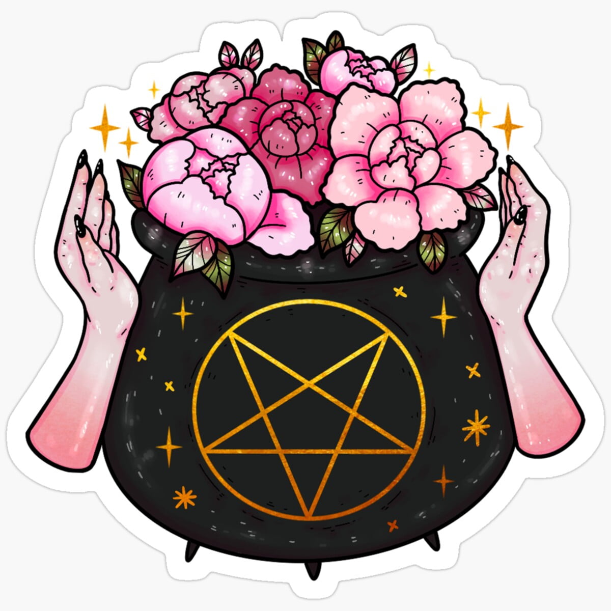 Kira Floral Cauldron Sticker Waterproof Sticker for Water Bottles ...