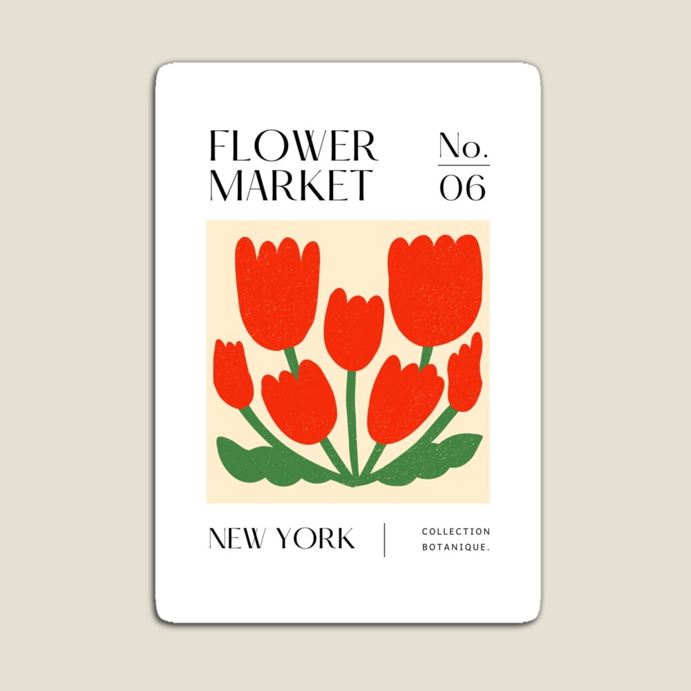 Kira - Flower Market New York - Botanical, With Bright Colorful Red ...
