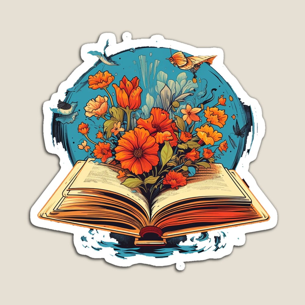 Kira - Flowers Growing From Book Sticker - 3217 Hot Trending Vinyl ...