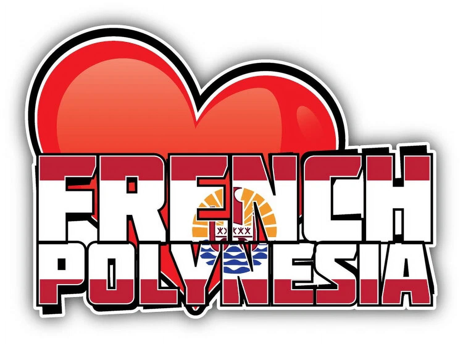 Kira French Polynesia Art Heart Flag Travel Slogan Car Bumper Sticker ...