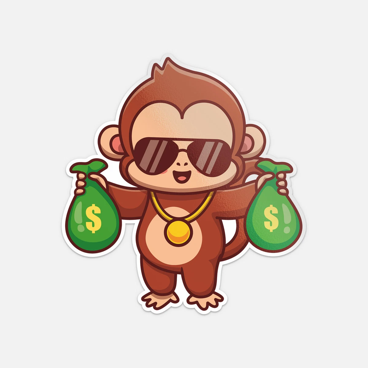 Kira Funny Monkey Holding Money Bag Cartoon Car Bumper Vinyl Sticker ...