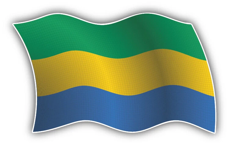 Kira Gabonese Republic Wavy Flag Car Bumper Sticker Decal Waterproof ...