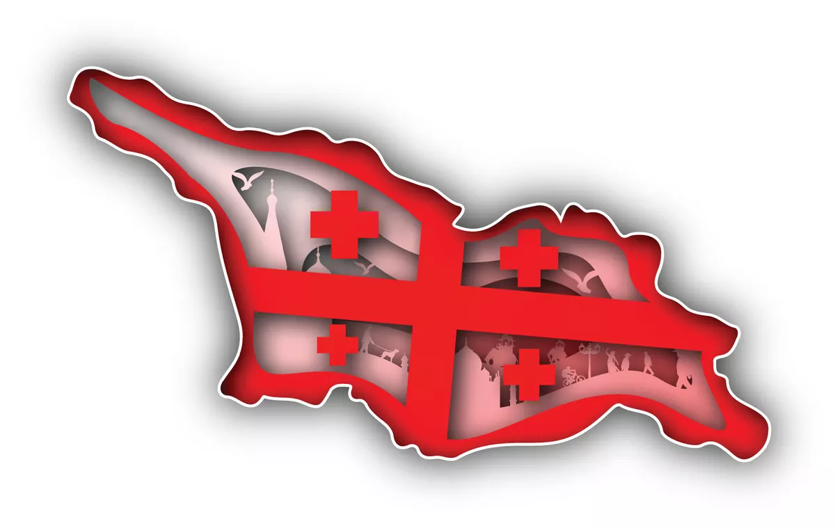 Kira Georgia Map Flag Illustration Paper Art Carves Vinyl Sticker Car ...