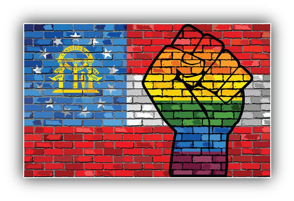 Kira Georgia USA State LGBT Protest Fist Vinyl Sticker Car Bumper Decal ...