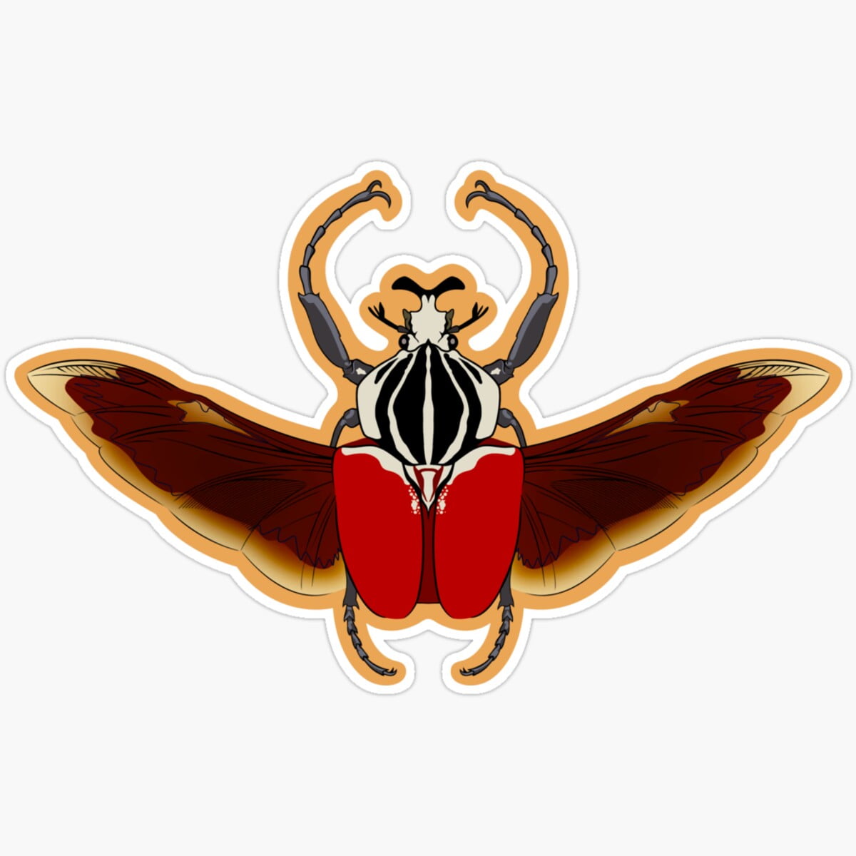 Kira Goliath Beetle (Orange Outline) Sticker Decorative Laptop, Phone ...