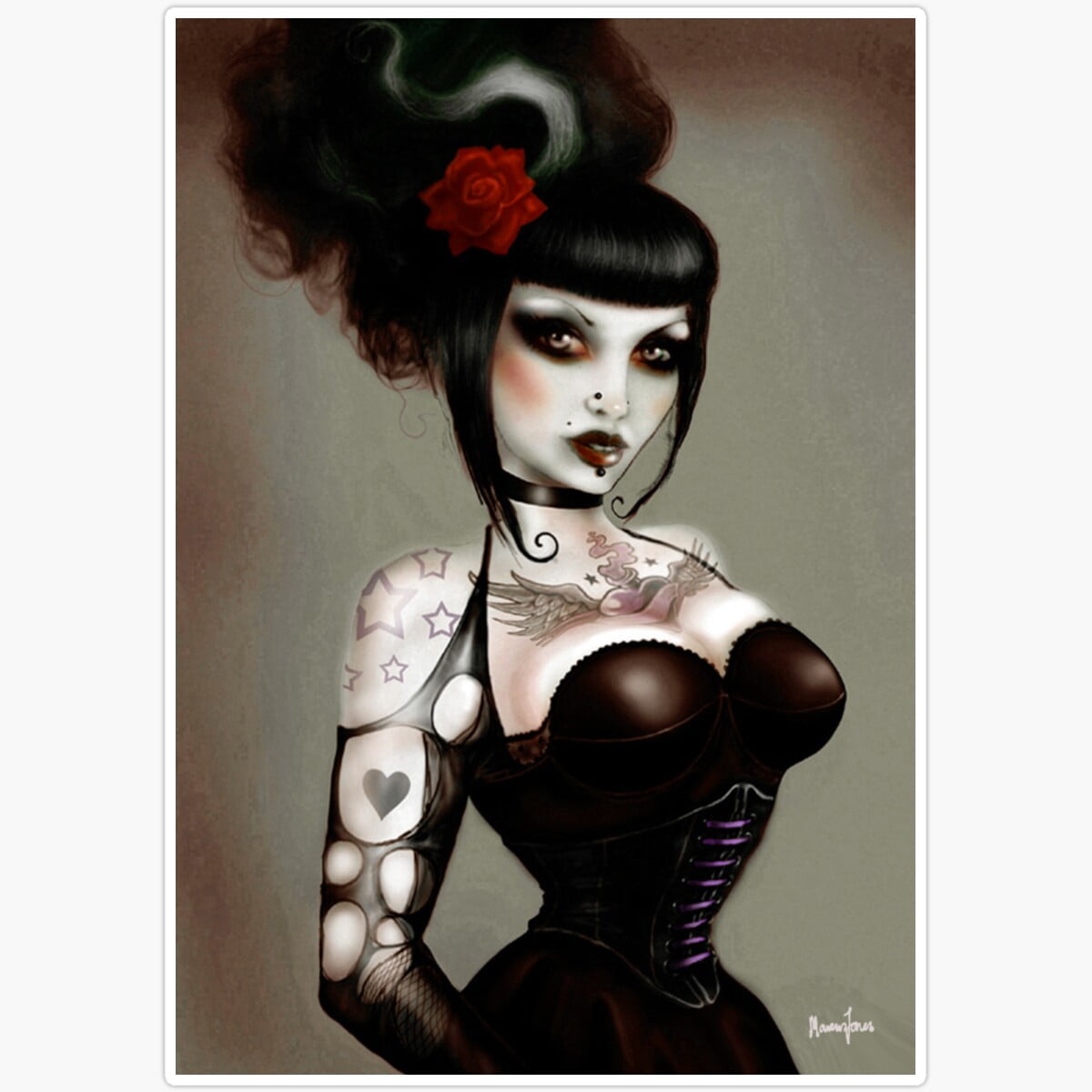Kira Gothabilly Pinup, gothic art Sticker Decorative Laptop, Phone Stickers, Waterproof Decals ...