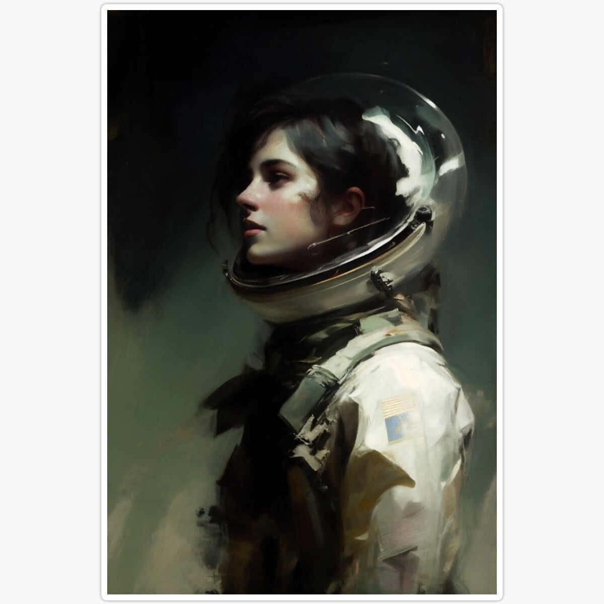 Kira Gothic Female Astronaut Moody Vintage Portrait Sticker Decorative ...