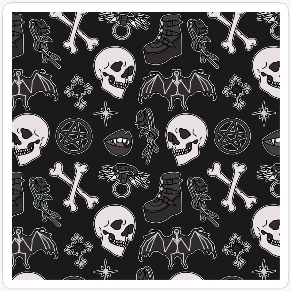 Kira Gothic Glossy Sticker Waterproof Sticker for Water Bottles ...