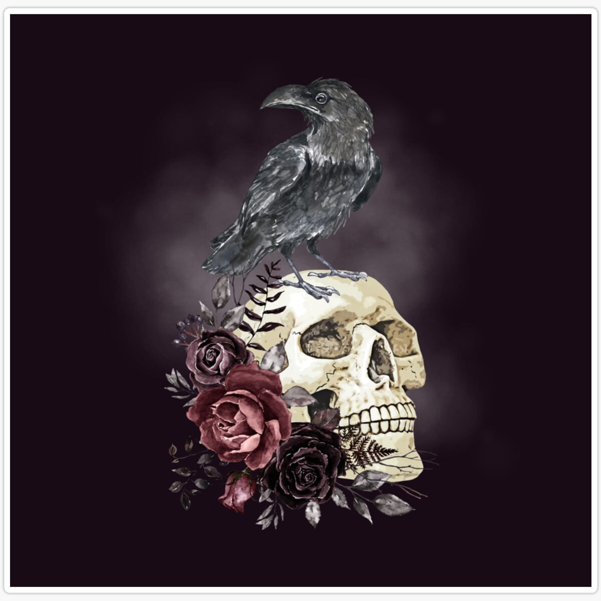 Kira Gothic Raven skull flowers Sticker Decorative Laptop, Phone ...