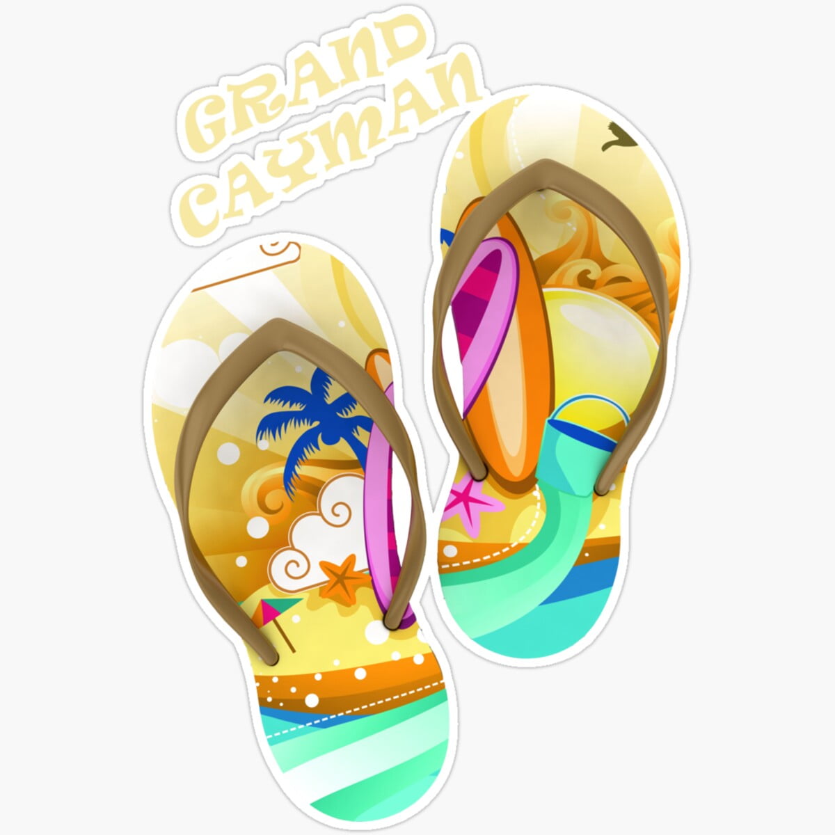 Kira Grand Cayman Flip Flop Design Sticker Decorative Laptop, Phone ...