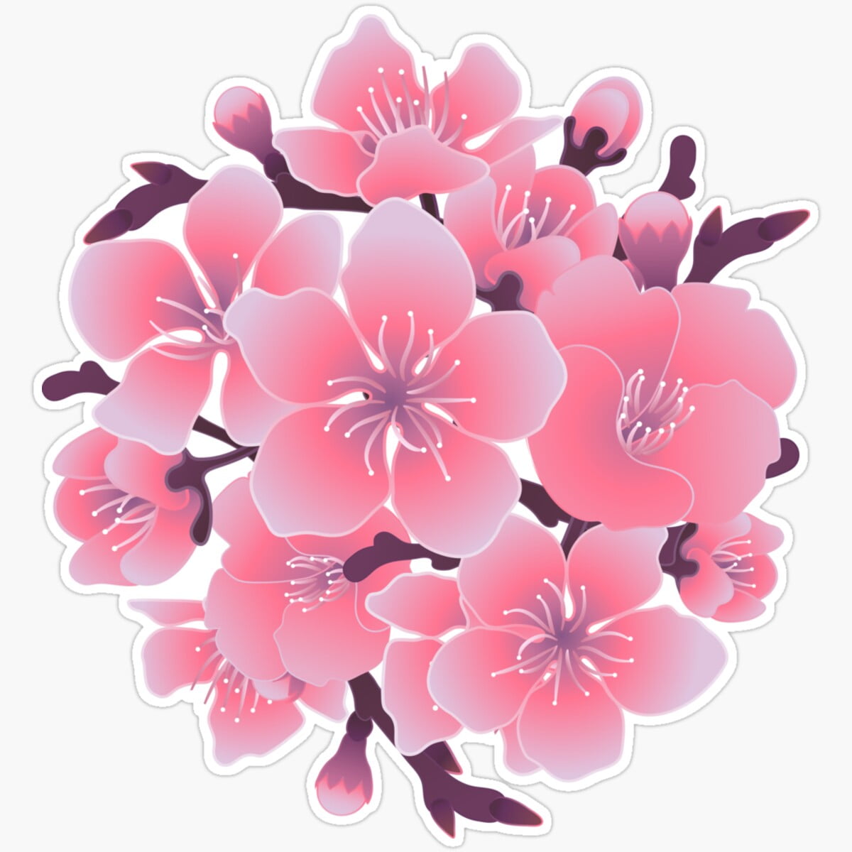Kira Graphic sakura vignette Sticker Decorative Laptop, Phone Stickers ...