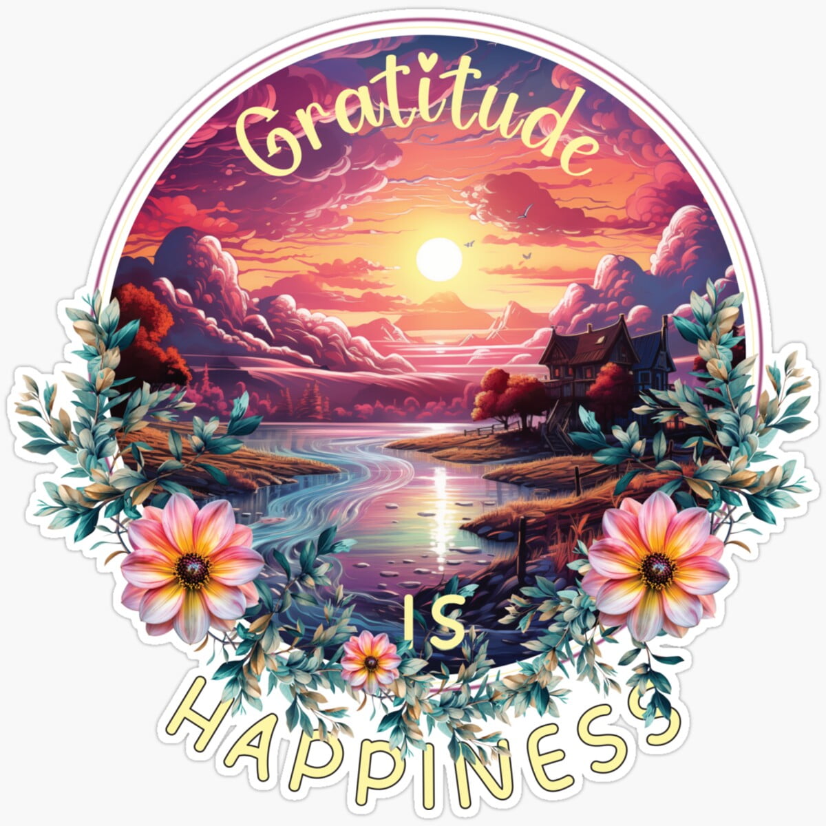 Kira Gratitude is Happiness Sticker Decorative Laptop, Phone Stickers ...