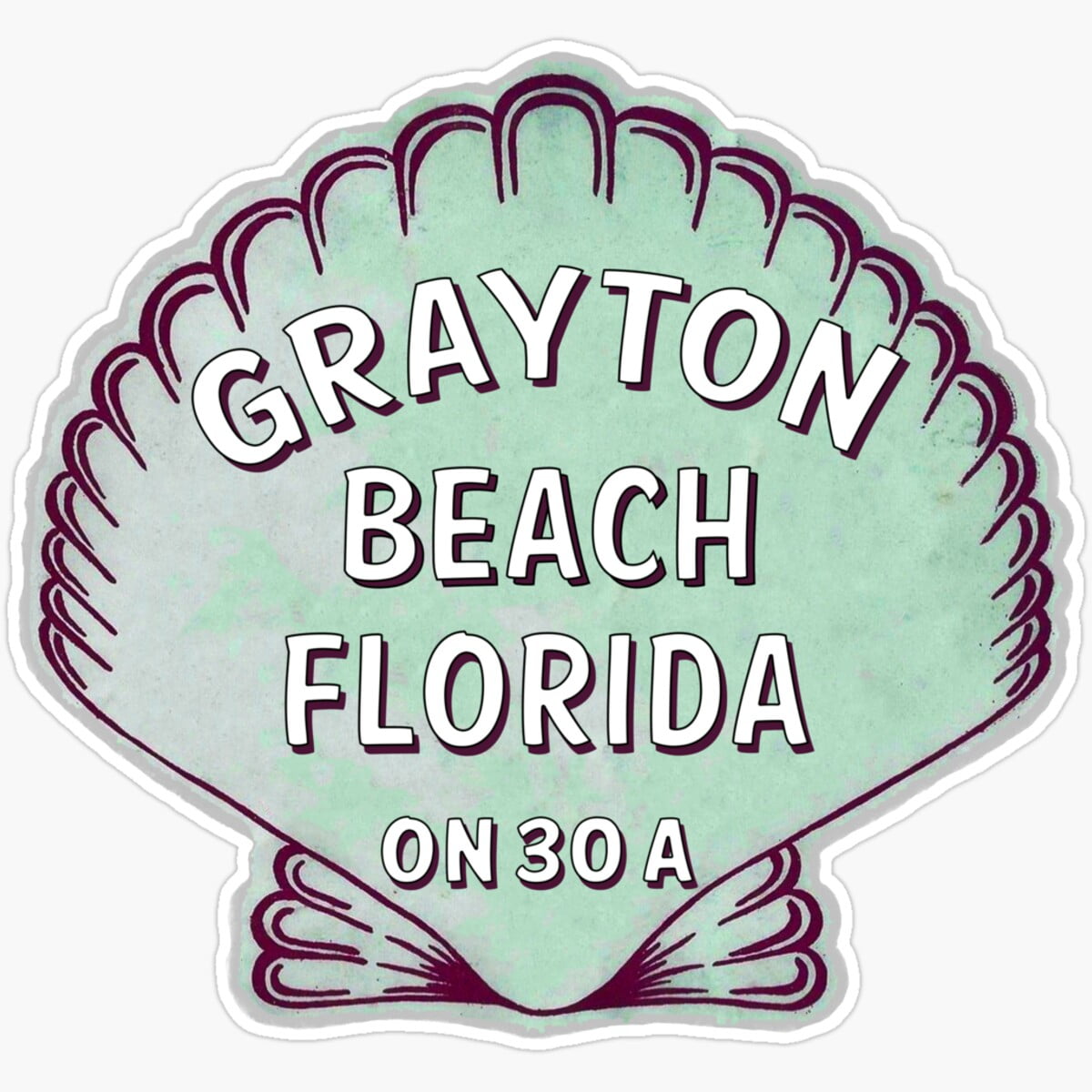 Kira Grayton Beach Florida 30A Vintage Shell 30 A Sticker Decorative ...