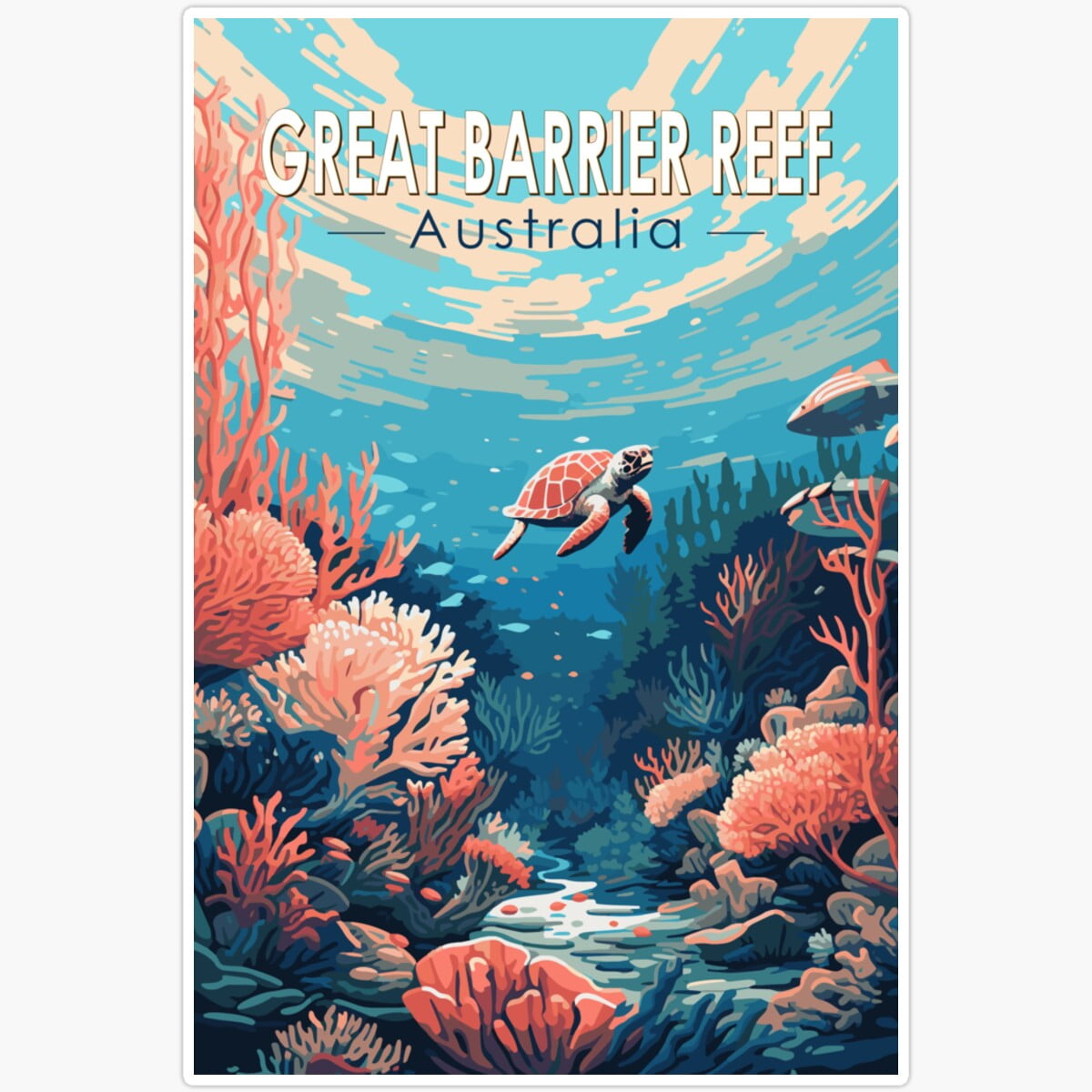 Kira Great Barrier Reef Australia Travel Art Vintage Sticker Decorative ...