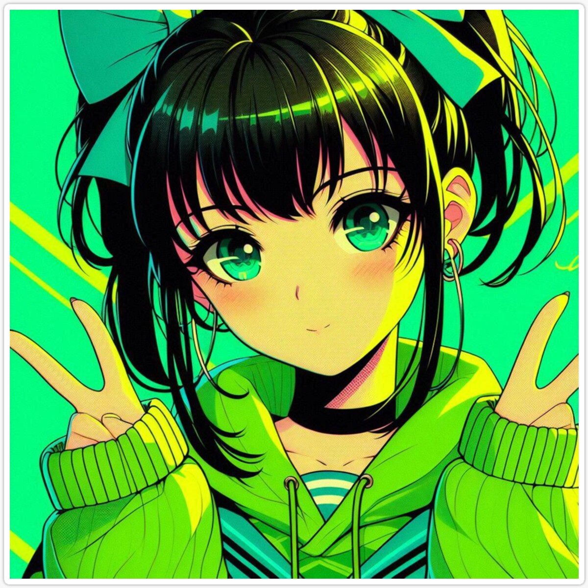 Kira Green Neon Light Anime Girl Sticker Decorative Laptop, Phone ...