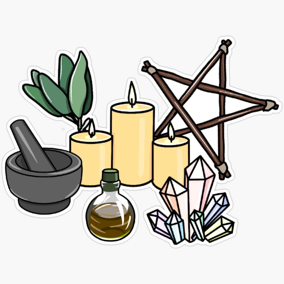 Kira Green Witch Print - Cottagecore Witchy Halloween Sticker ...