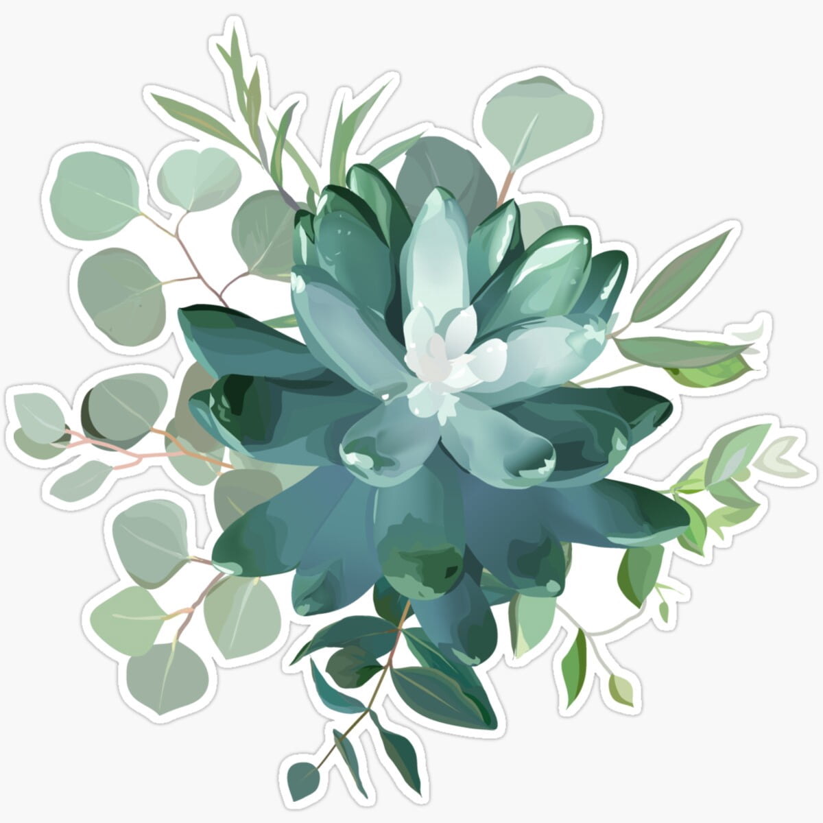 Kira Green colorful succulent bouquets vector design objects Sticker ...
