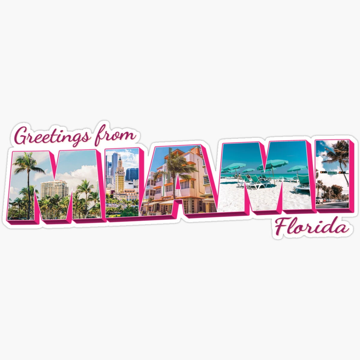 Kira Greetings from Miami in Florida Vintage style retro souvenir ...