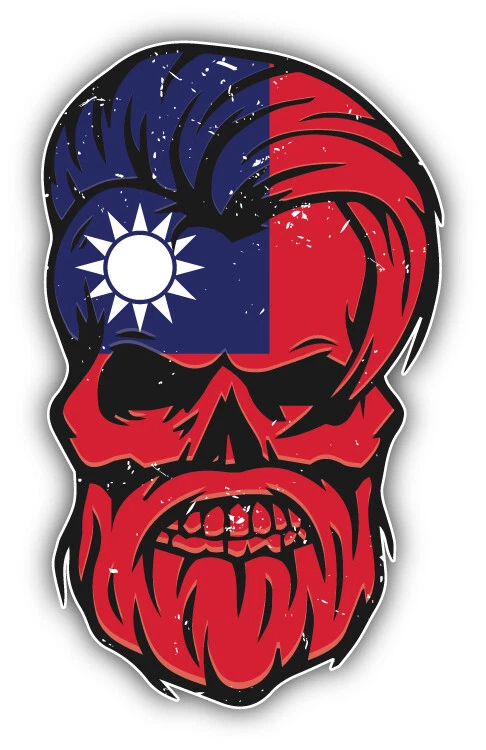 Kira Grunge Beard Taiwan Flag Sticker Decal Waterproof Sticker for Water Bottles, Laptops ...