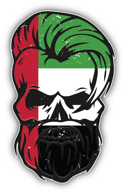 Kira Grunge Beard United Arab Emirates Flag Sticker Decal Waterproof ...