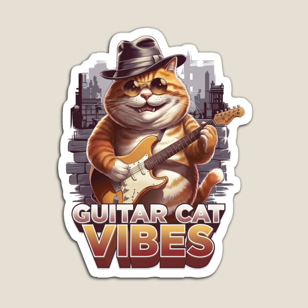 Kira - Guitar Cat Sticker - 7749 Hot Trending Vinyl Stickers - Walmart.com