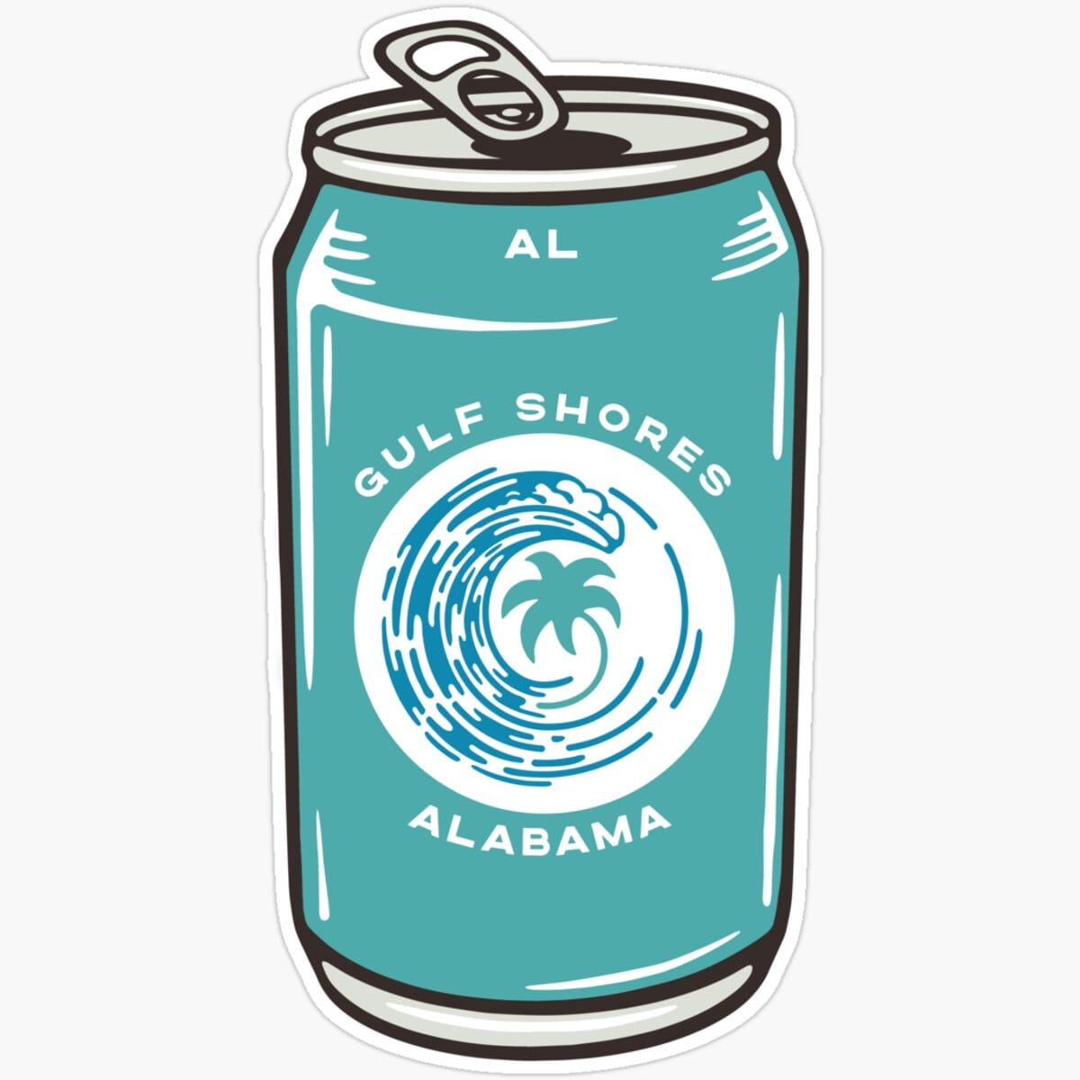 Kira Gulf Shores Alabama AL Retro Beach Wave Party Drinking Can Sticker ...