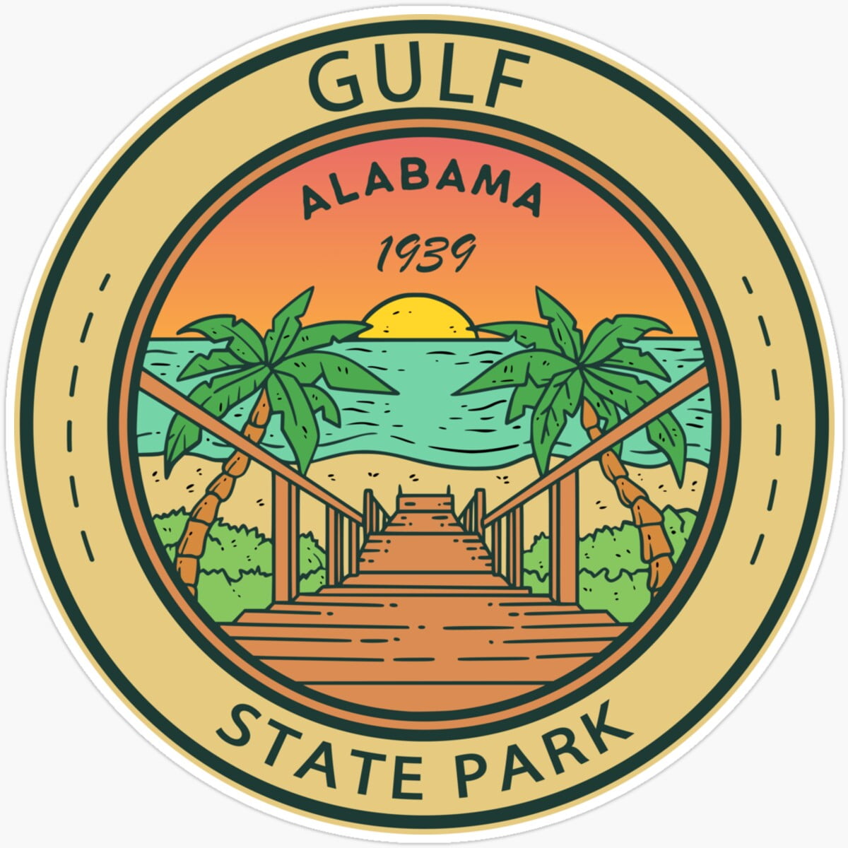Kira Gulf State Park Alabama Circle Badge Sticker Decorative Laptop ...