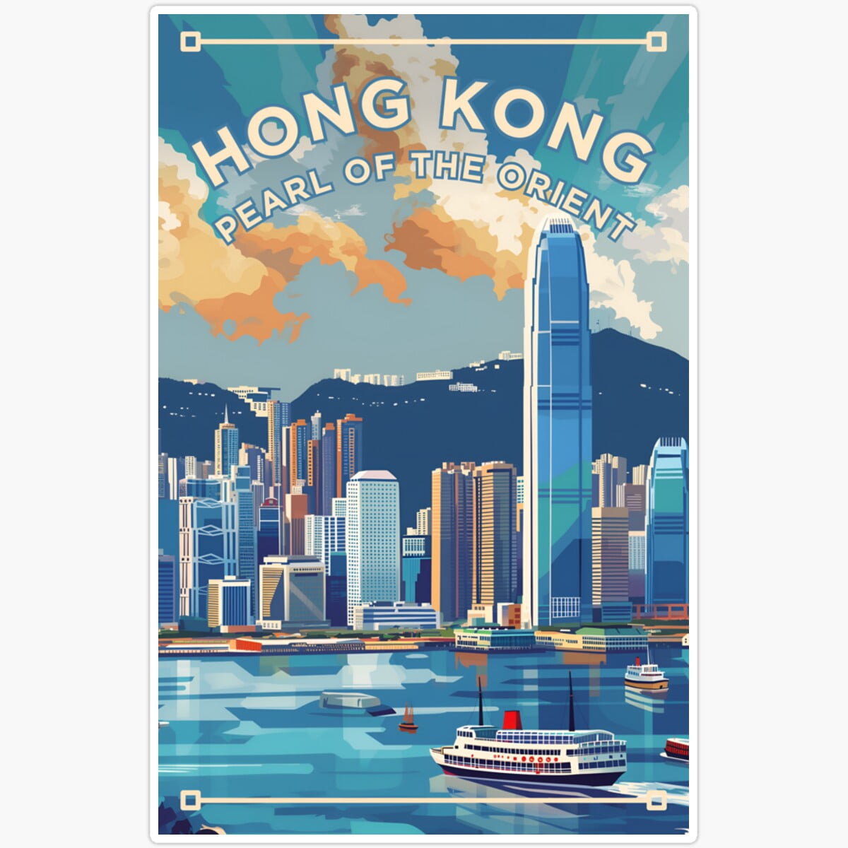 Kira HONG KONG | Retro-Style World Travel Poster Sticker Decorative ...