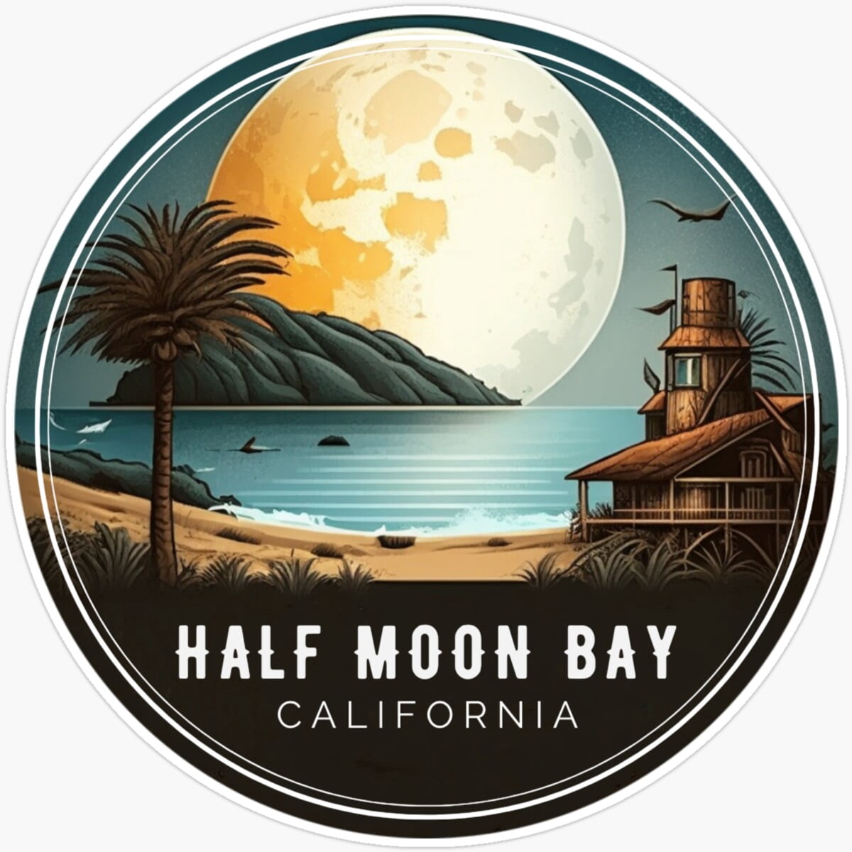 Kira Half Moon bay California Sticker Decorative Laptop, Phone Stickers ...