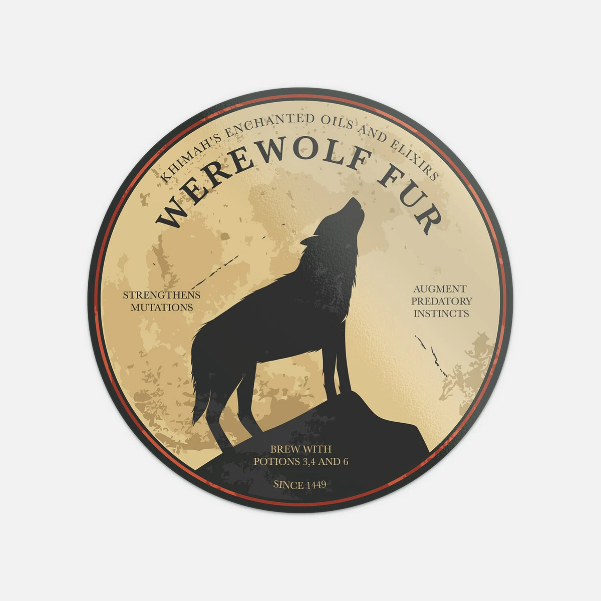 Kira Halloween Potion Vintage Label Werewolf Fur Vinyl Sticker Decal ...