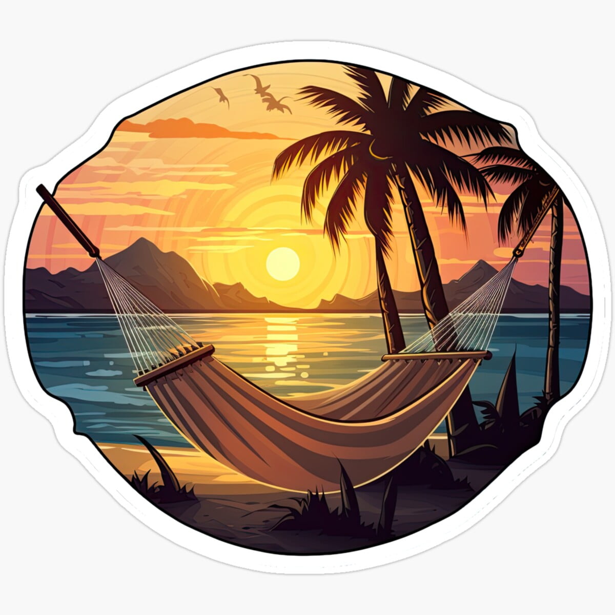 Kira Hammock on the beach Sticker Decorative Laptop, Phone Stickers ...