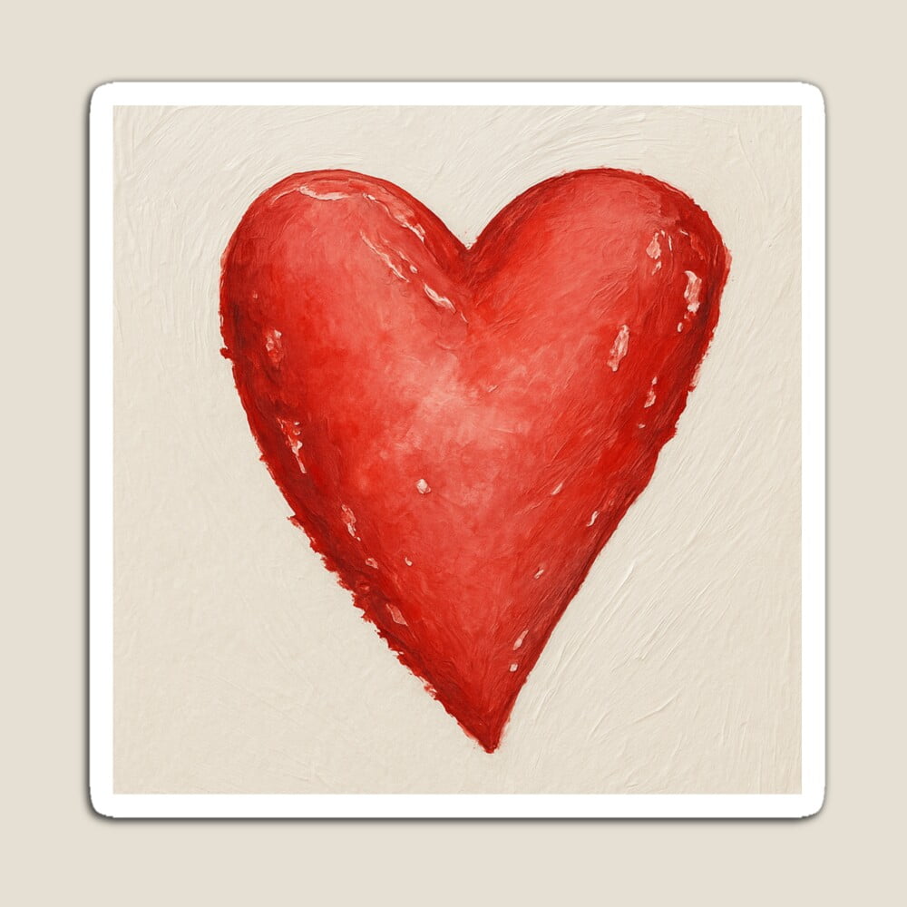 Kira - Hand-Painted Red Heart Oil Painting Effect Sticker - 5204 Hot ...