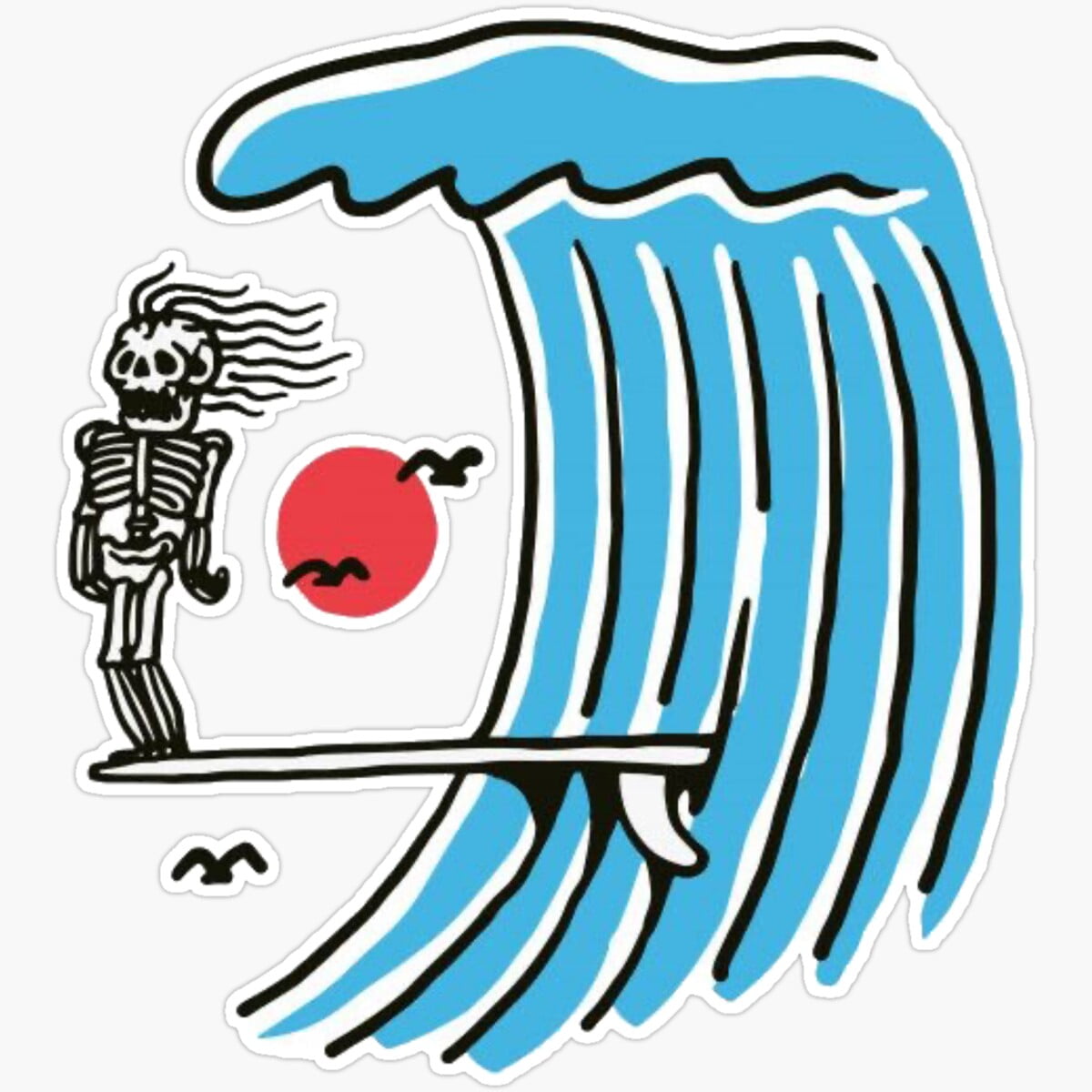 Kira Hang 10 skeleton Sticker Decorative Laptop, Phone Stickers ...