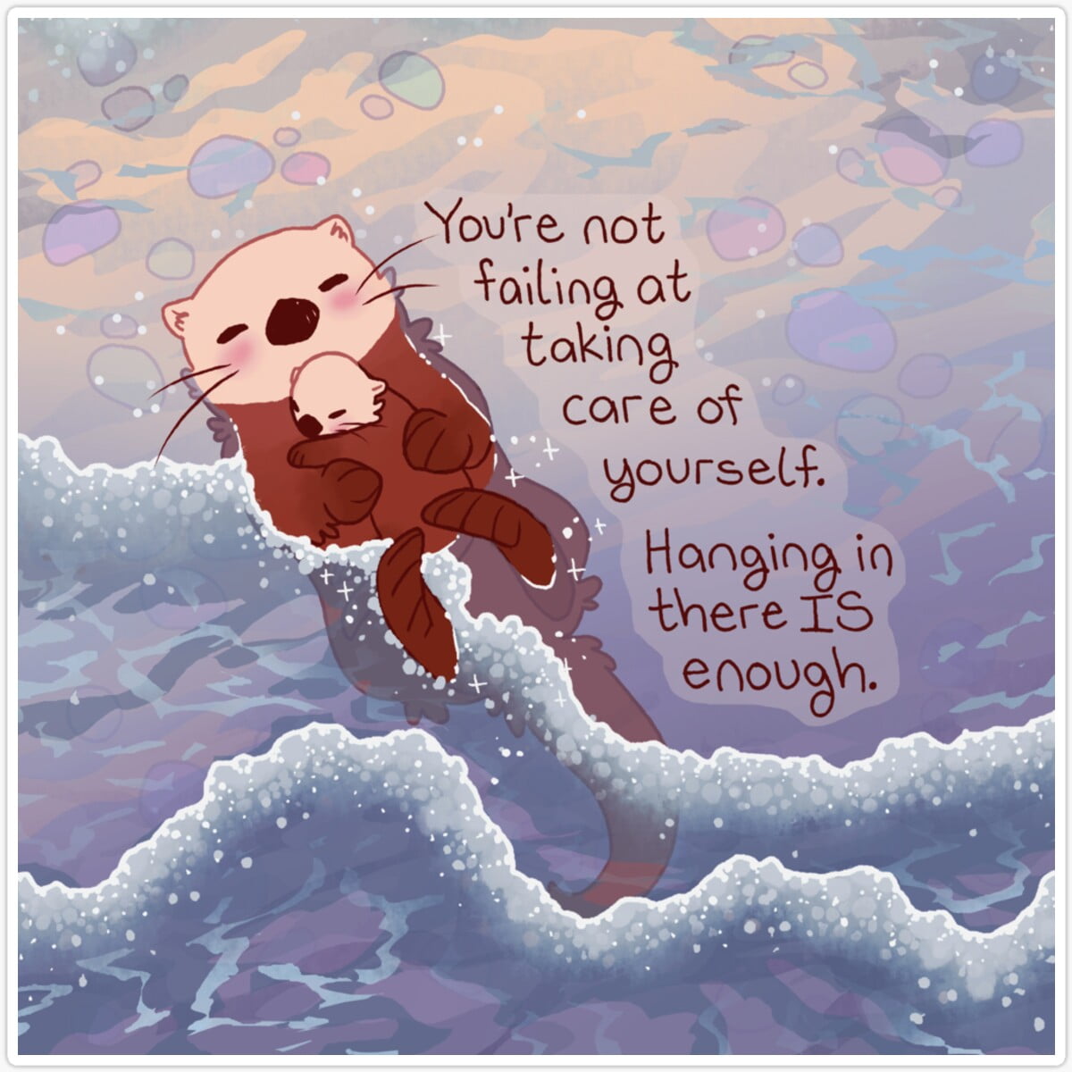 Kira Hanging in There IS Enough Otter Momma and Baby Sticker Decorative ...