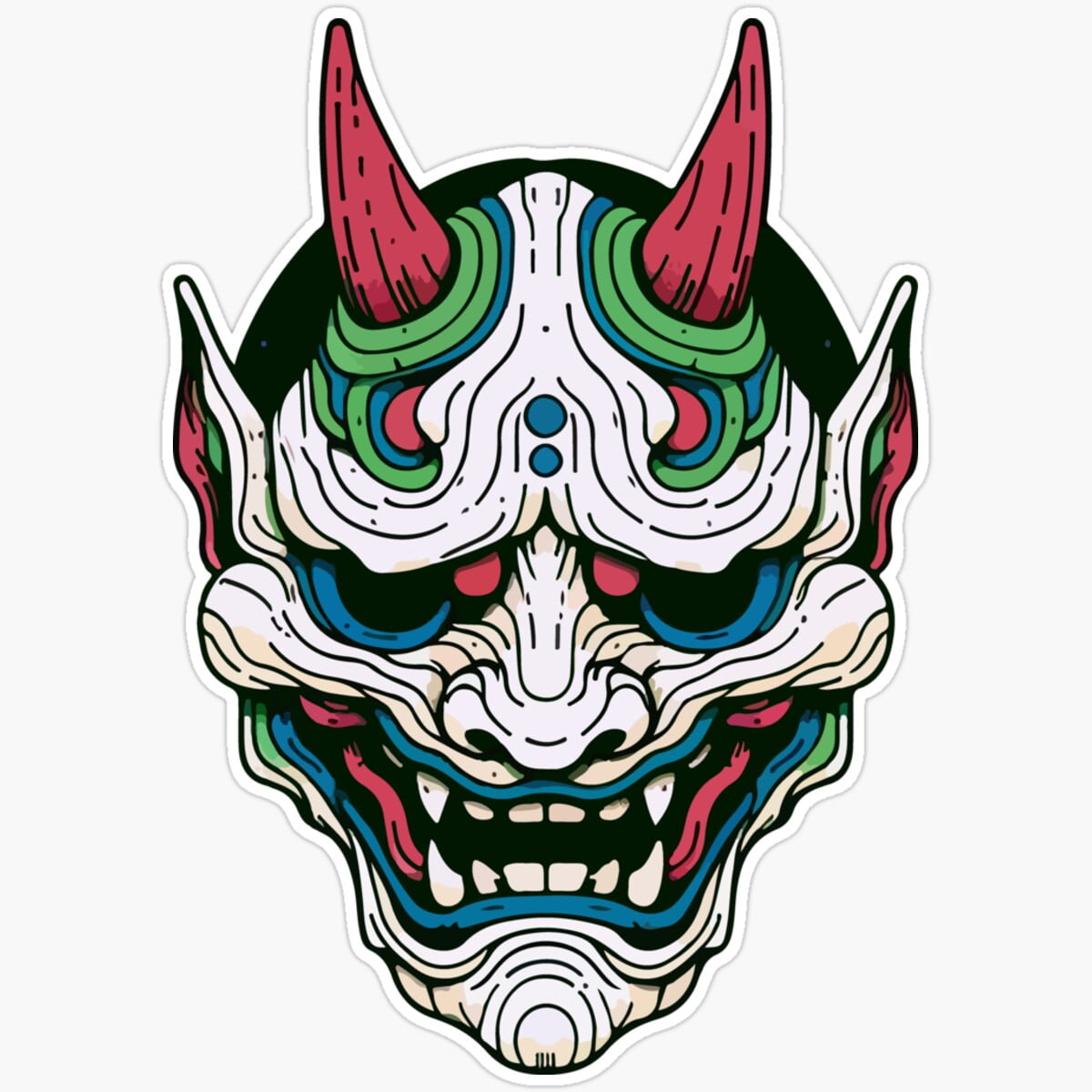 Kira Hanya Mask of Yokai Oni Aesthetic Japanese Sticker Decorative ...