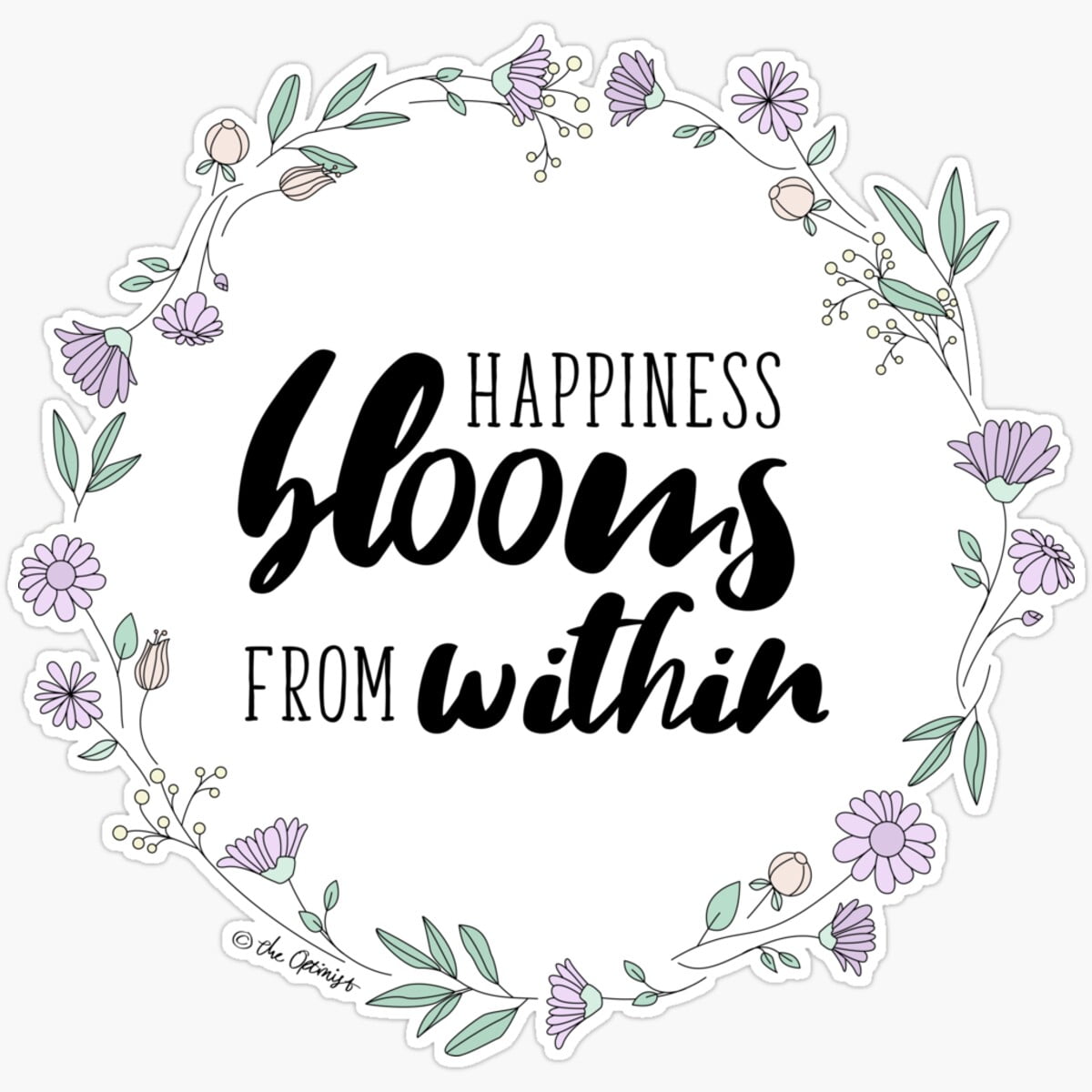 Kira Happiness Blooms From Within / Typography Quote - Single, Trio, Or ...