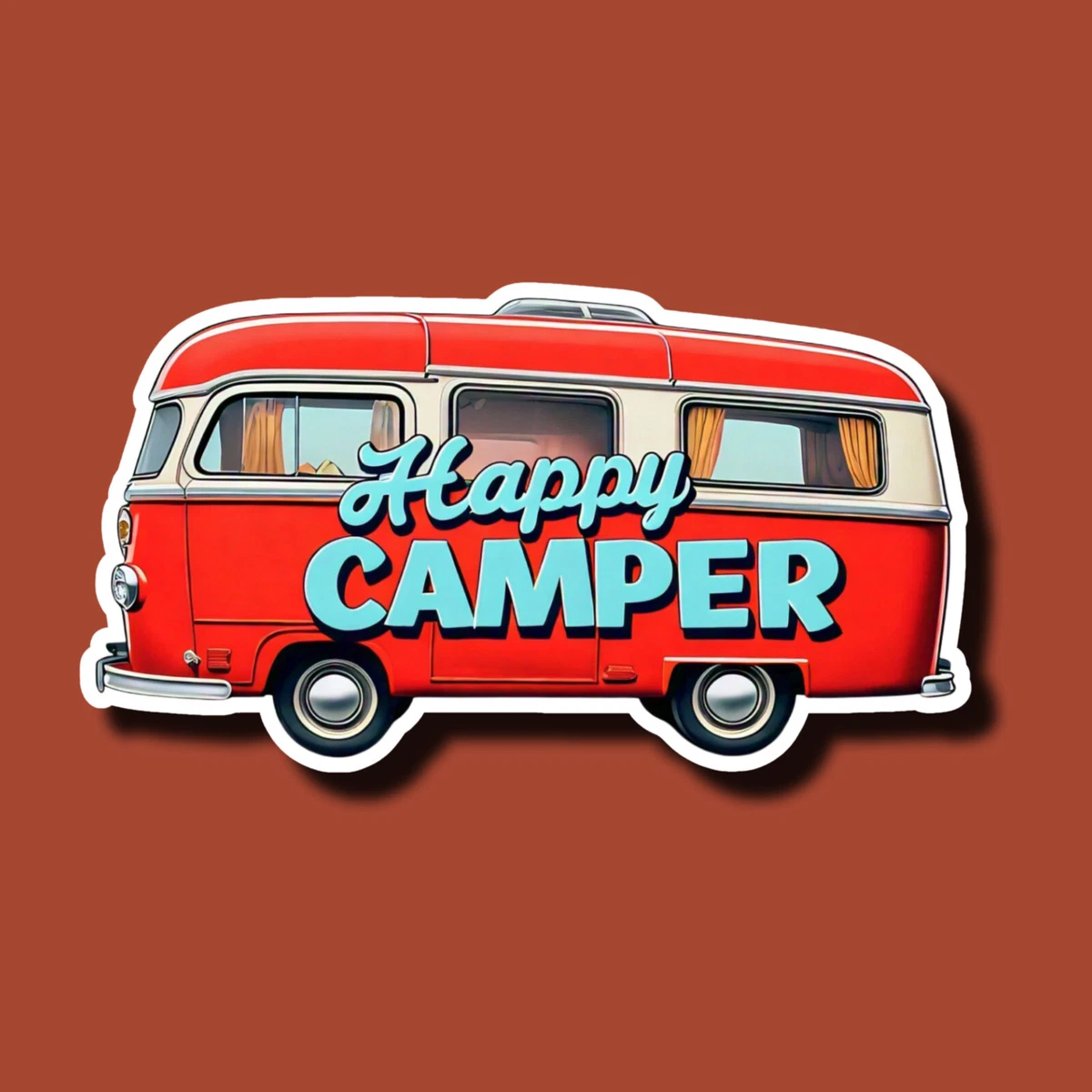 Kira Happy Camper Camping Bus Adventure Clic Road Trip Vinyl Sticker ...