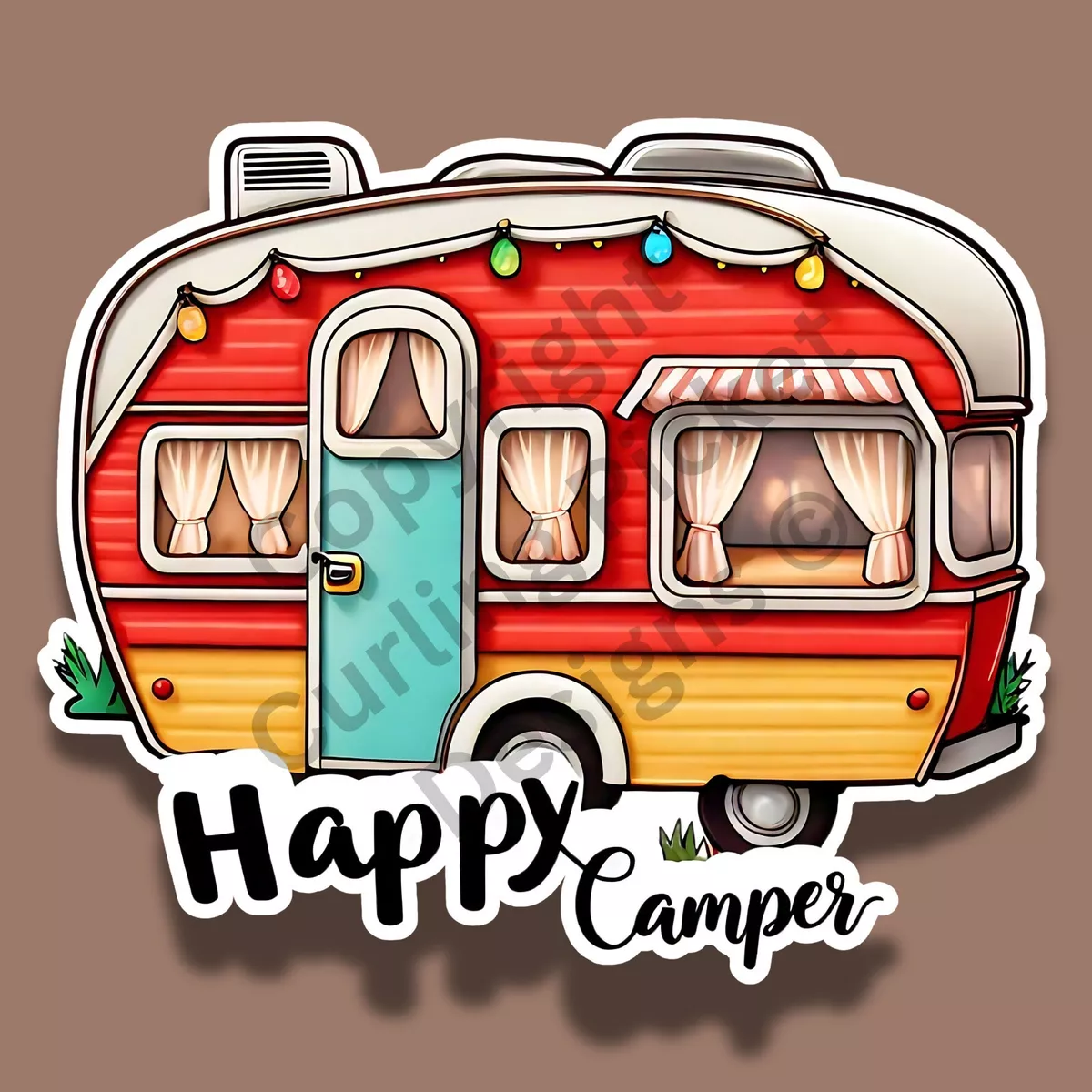 Kira Happy Camper Camping Vintage Cute Camper Adventure Road Trip Vinyl ...
