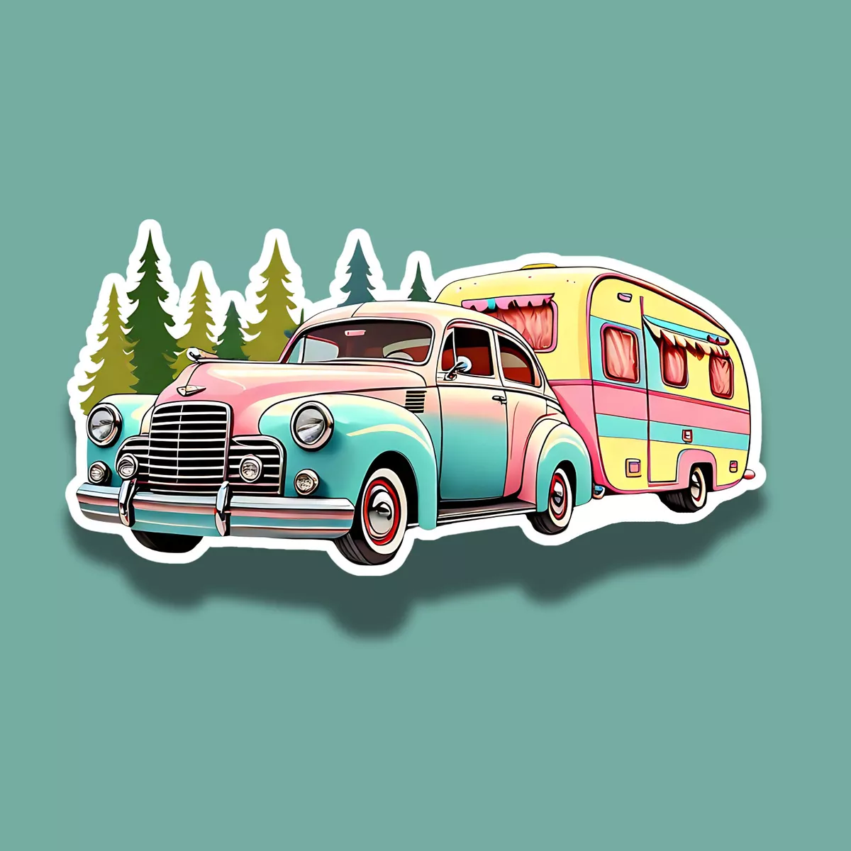 Kira Happy Camper Clic Car Pulling a Camper Nature Vinyl Sticker ...